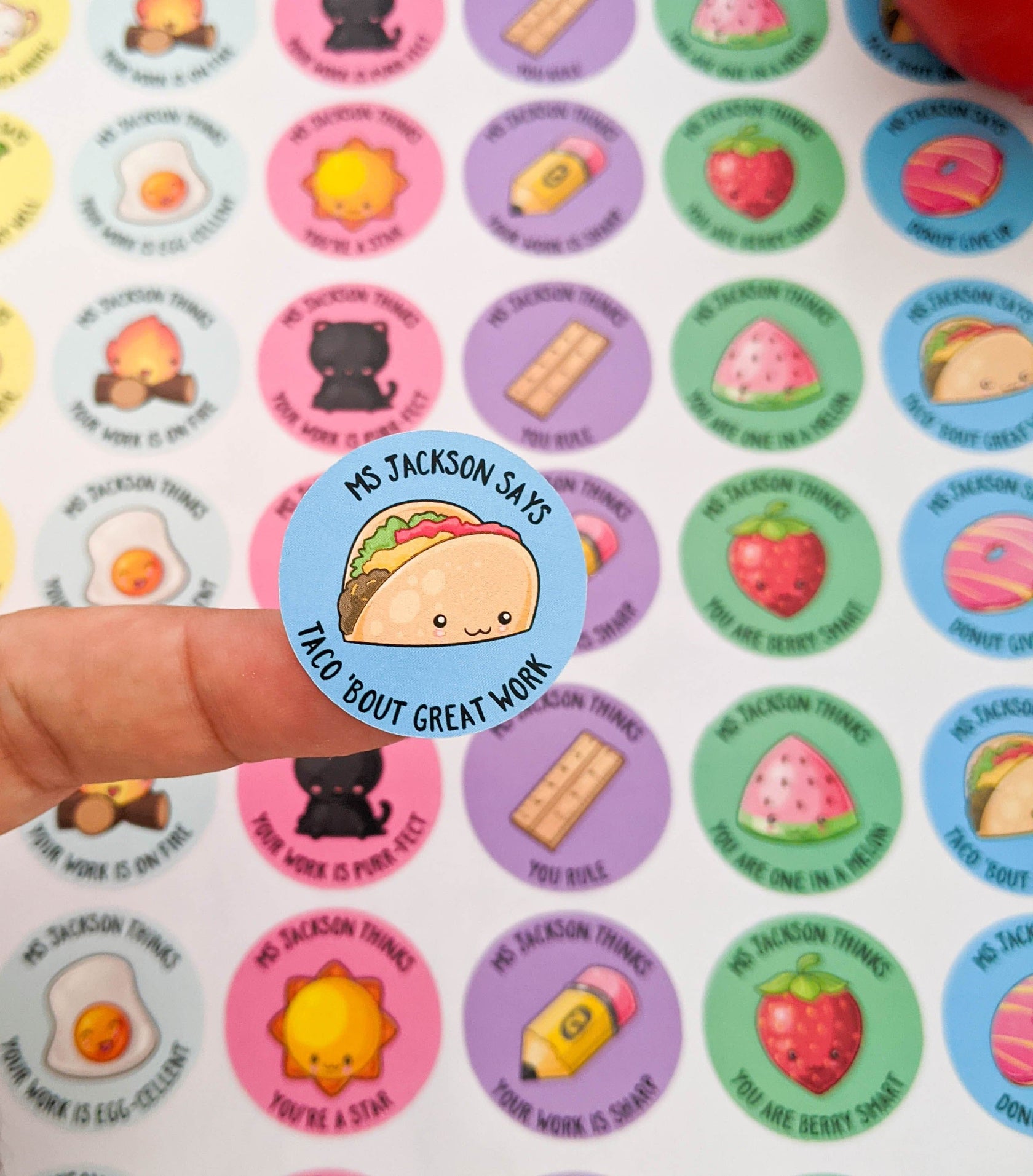 Pun Personalised Teacher Stickers - Set of 48 Stickers – E&L Designs ...