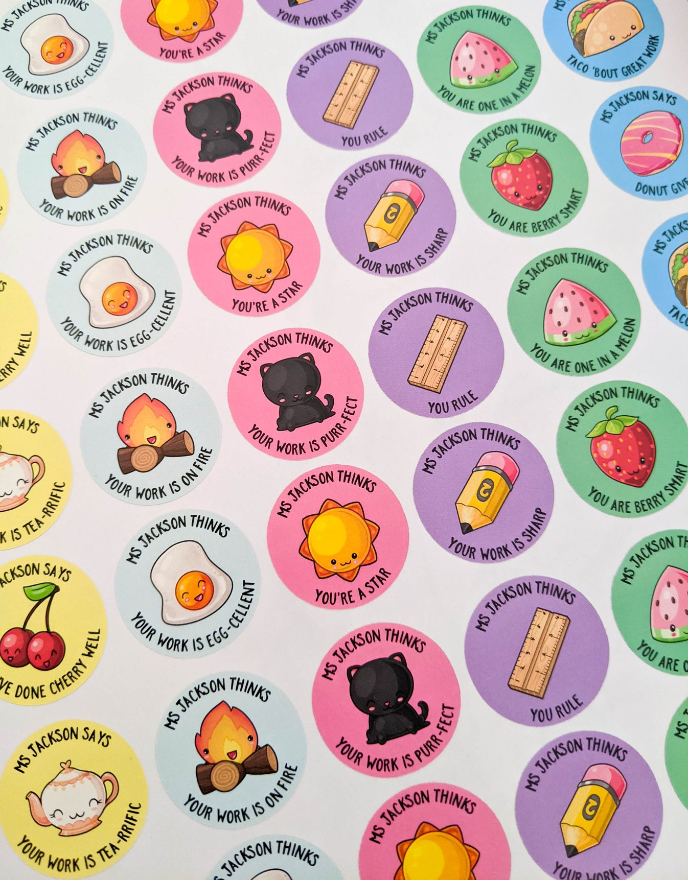 Pun Personalised Teacher Stickers - Set of 48 Stickers – E&L Designs ...