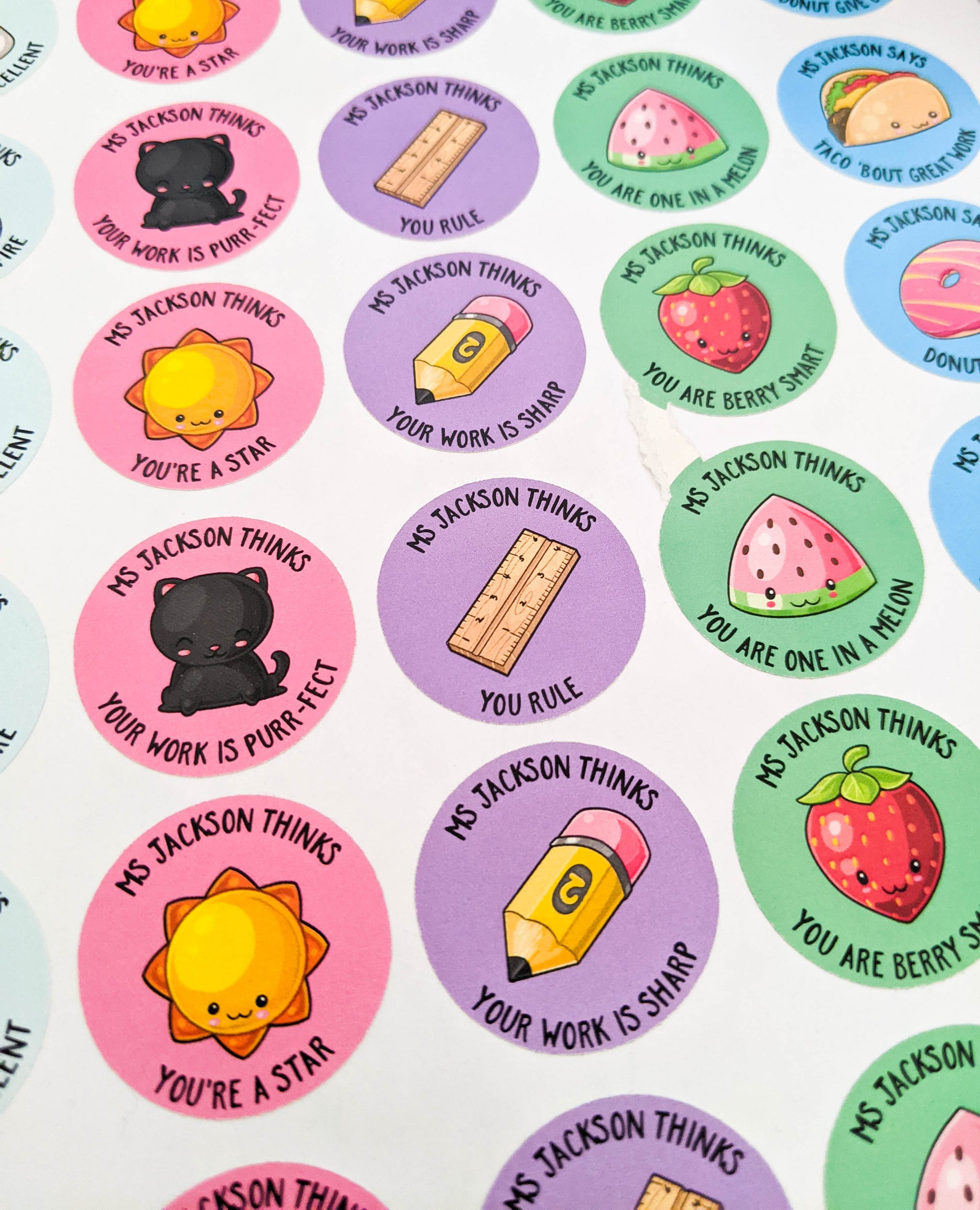 Pun Personalised Teacher Stickers - Set of 48 Stickers – E&L Designs ...